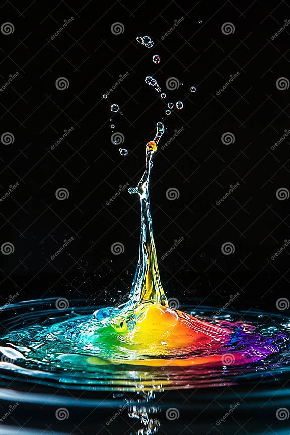 Rainbow-Colored Liquid Splash Stock Photo - Image of atmospheric ...