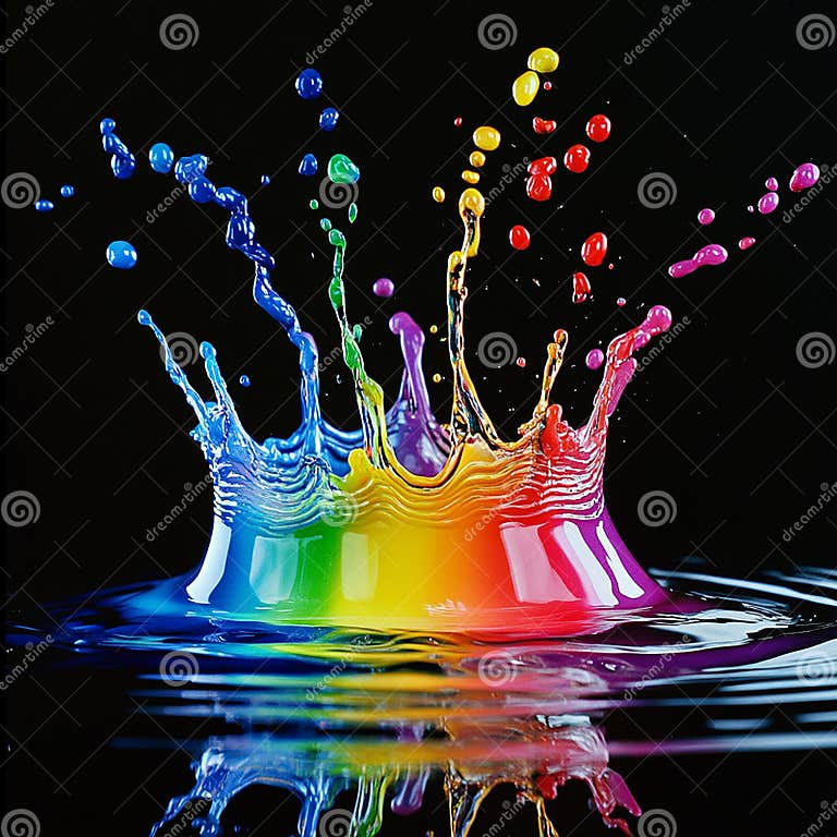 Rainbow-Colored Liquid Splash Stock Photo - Image of whimsical, fluffy ...
