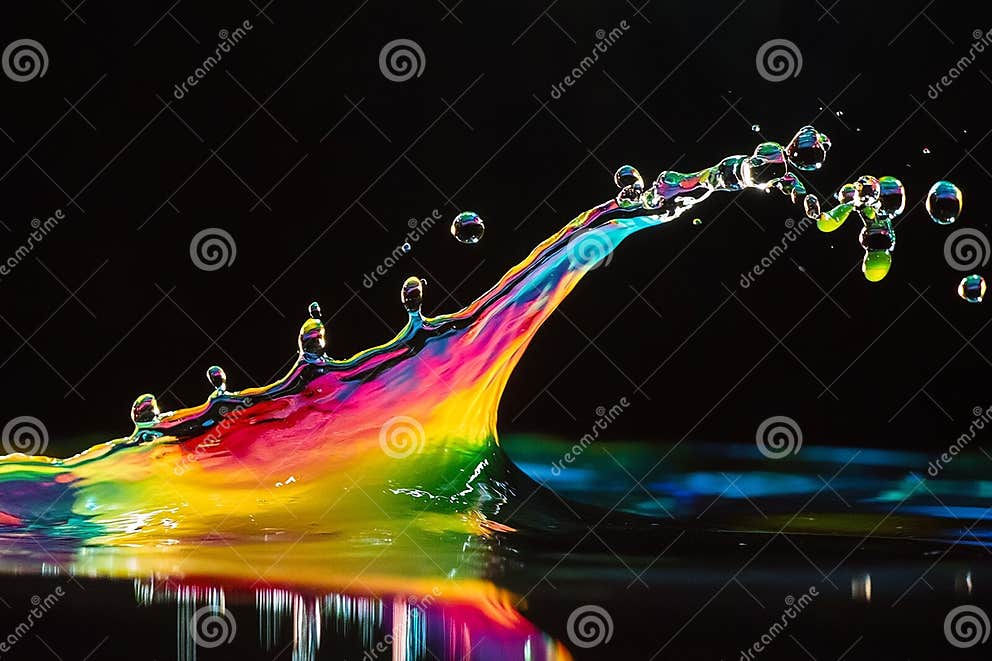 Rainbow-Colored Liquid Splash Stock Image - Image of sunset, scenery ...