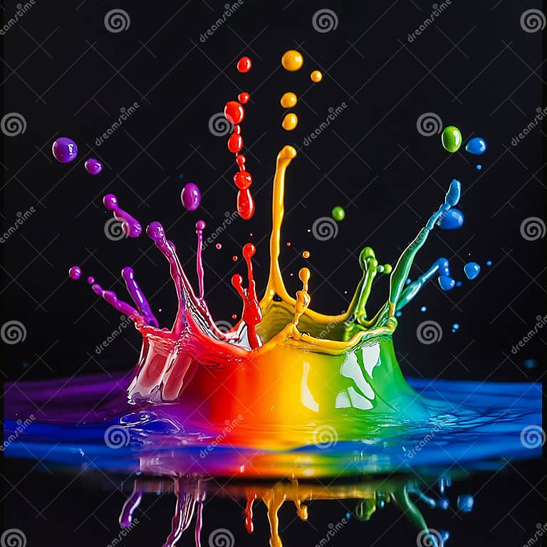 Rainbow-Colored Liquid Splash Stock Photo - Image of atmospheric ...
