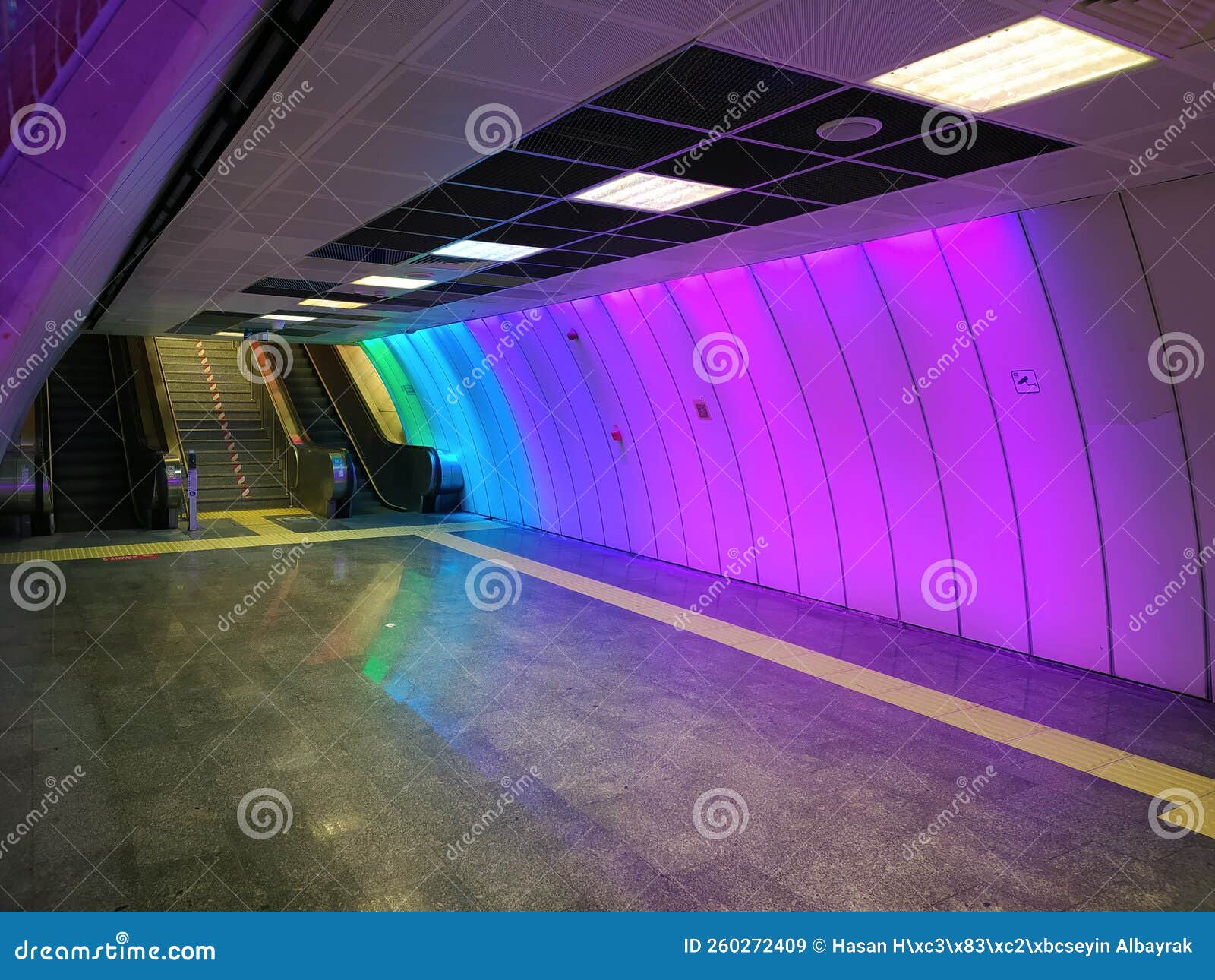 Rainbow Colored Metro Station, Colorful Stock Image - Image of rail ...
