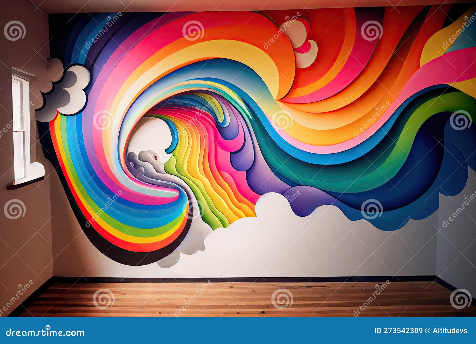 A Rainbow-colored Mural on a Blank Wall, Adding Vibrancy and Energy To ...