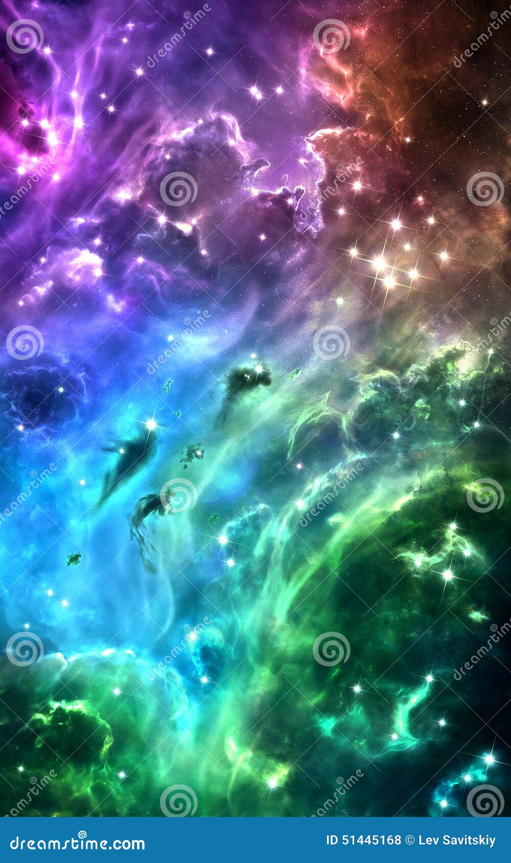 Rainbow colored nebulae stock illustration. Illustration of ...