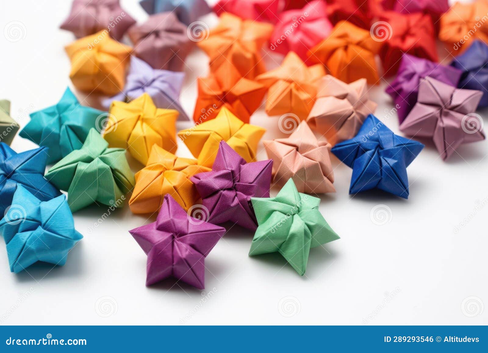 Rainbow-colored Origami Stars on a White Background Stock Photo - Image ...