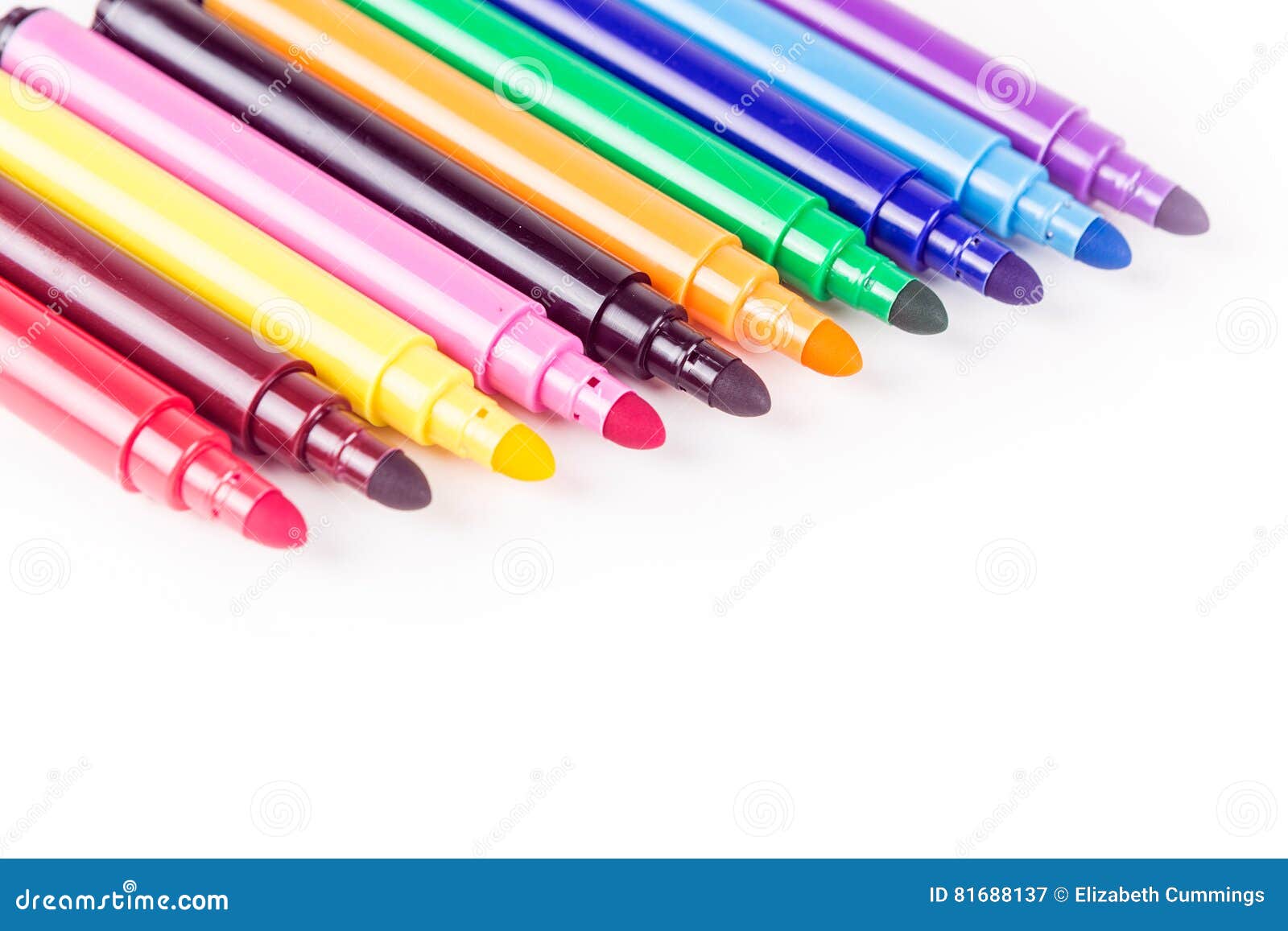 Rainbow Colored Pack of Markers Stock Image - Image of colorful ...