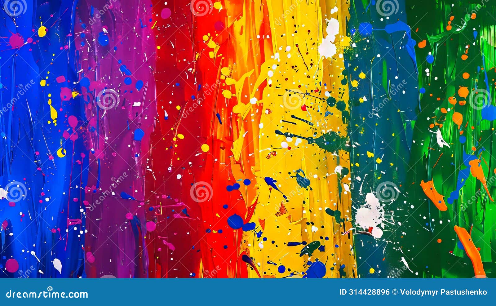 A Rainbow Colored Paint Splatter on a Wall. Pride Color Stock Photo ...