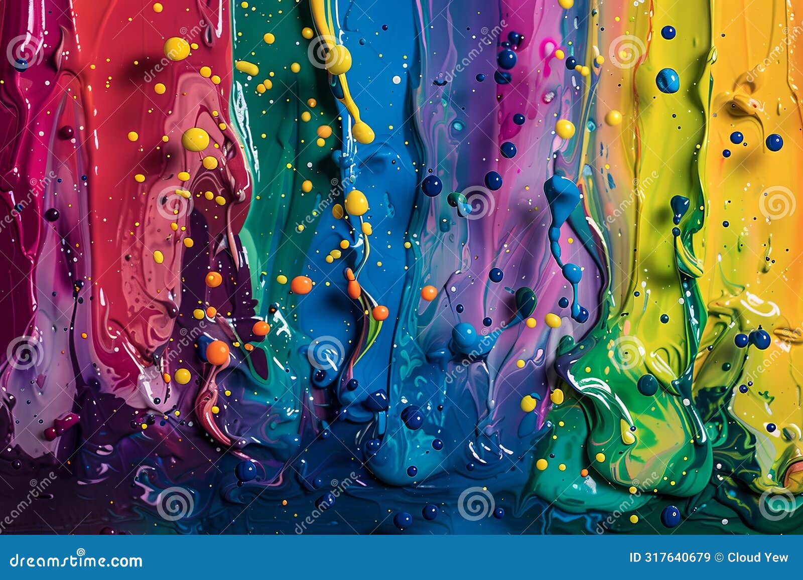 Rainbow-colored Paint Splatters Transparently Creating a Lively ...