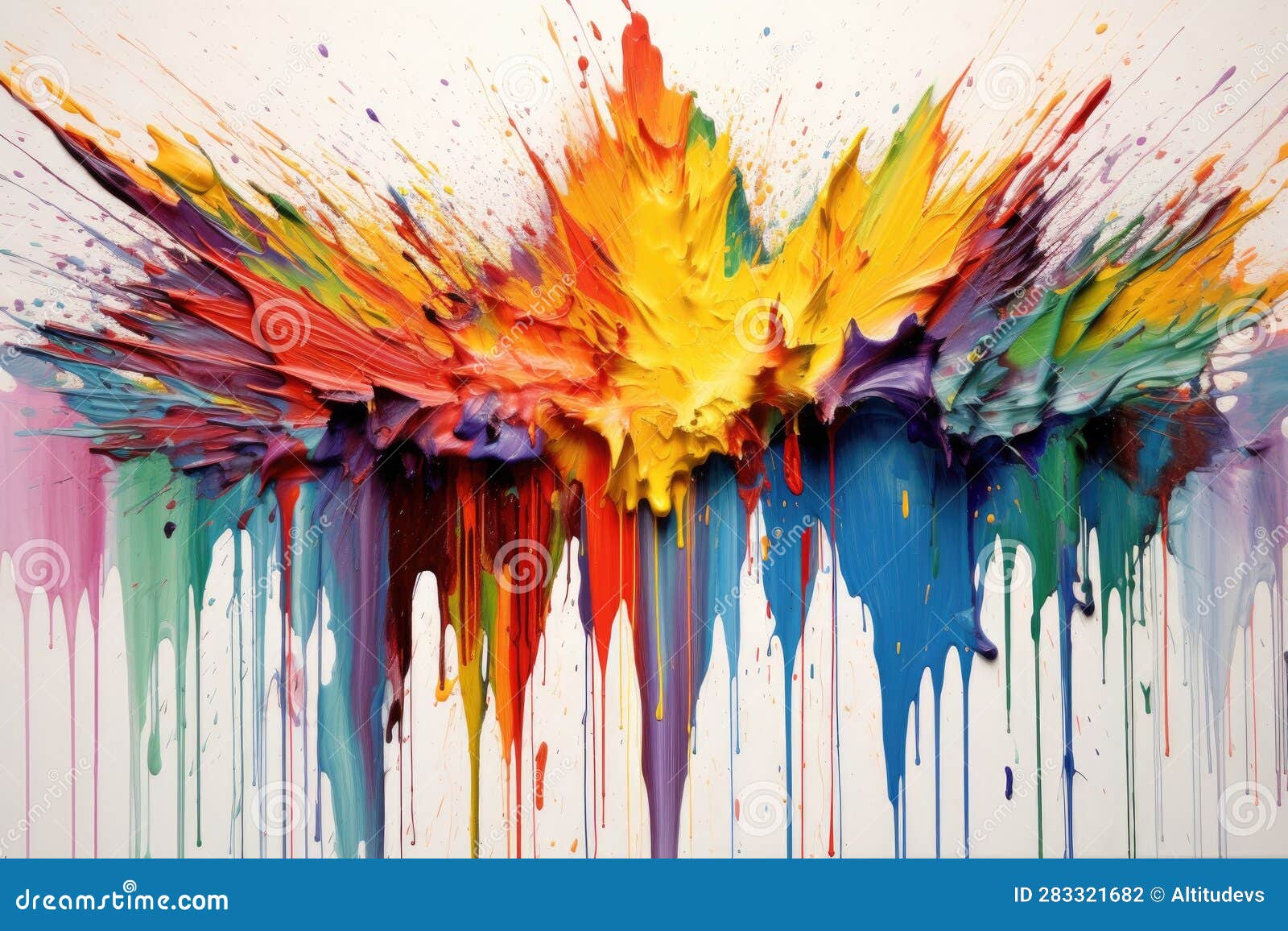 Rainbow-colored Paint Splatters on a White Canvas Stock Photo - Image ...