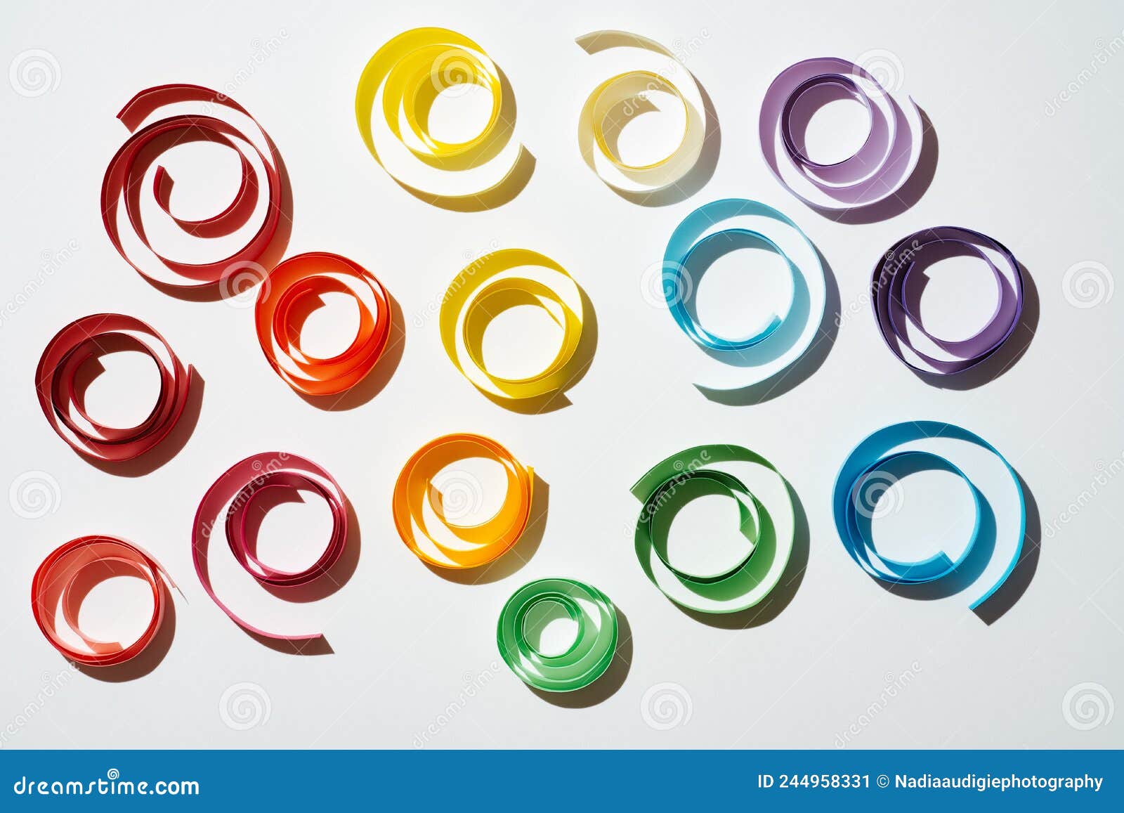 Rainbow Colored Paper Circles on White Background Stock Image - Image ...