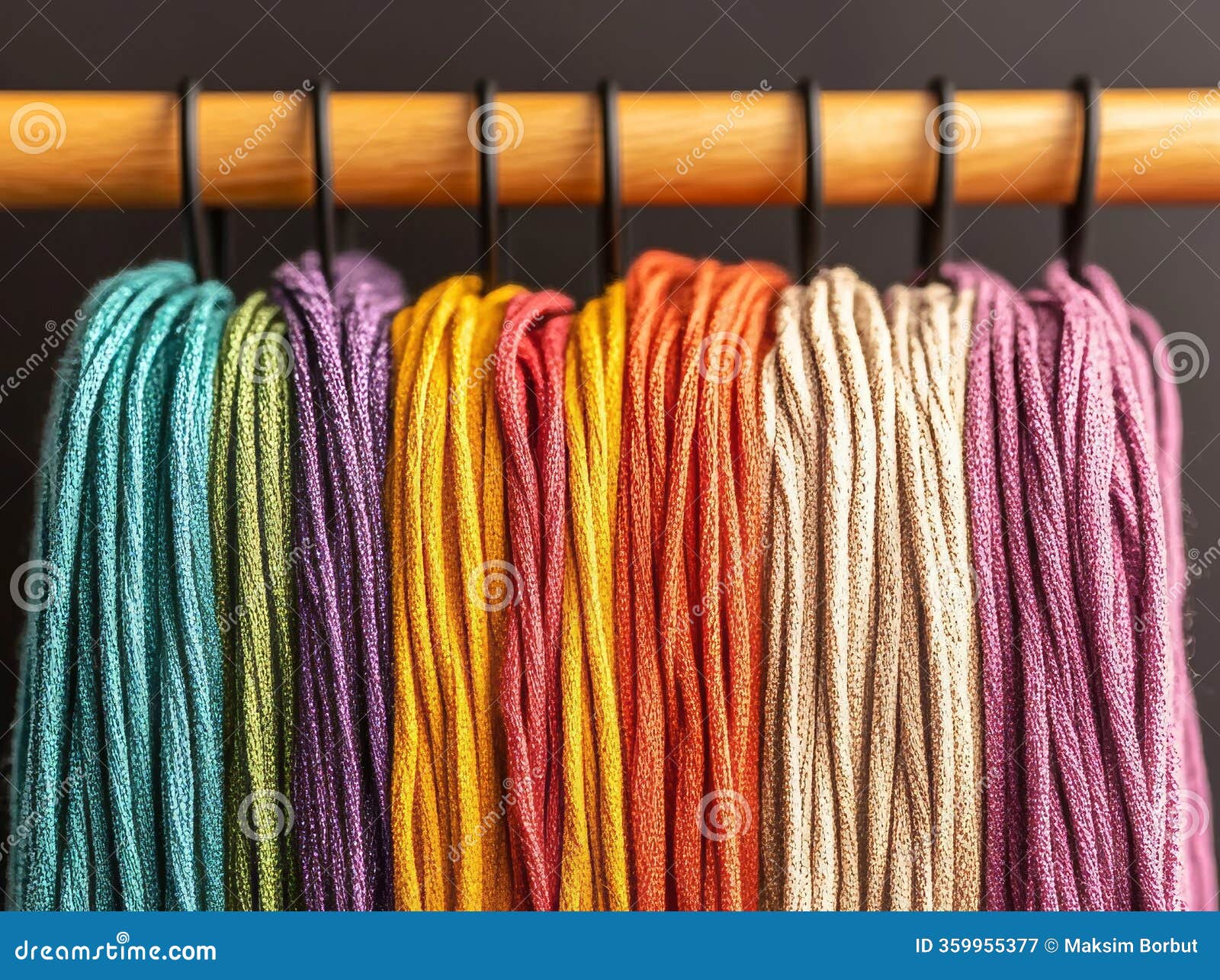 Rainbow-colored Pastel Yarn Drying Naturally Stock Image - Image of ...