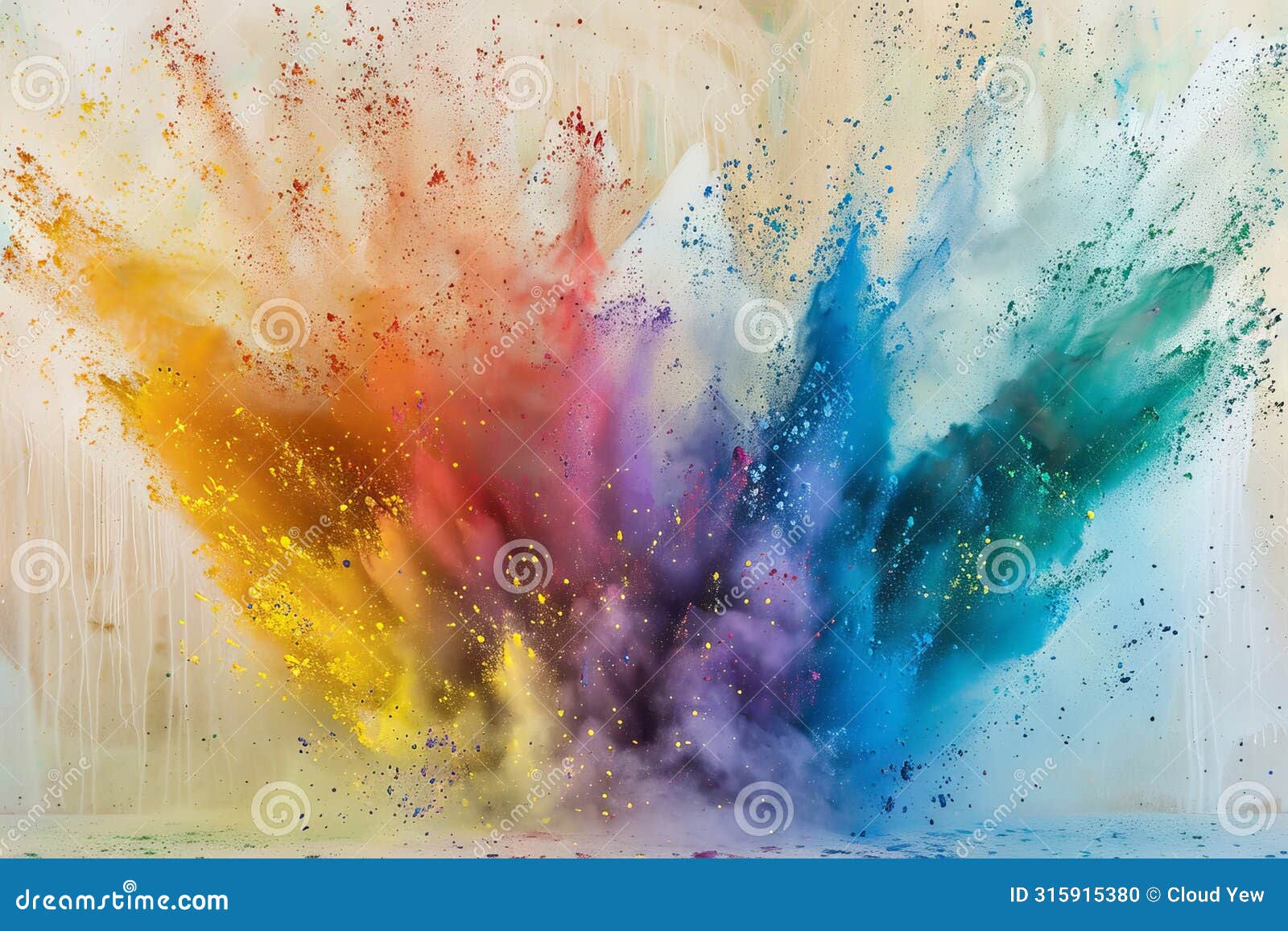 Rainbow-colored Powder Burst on a Transparent White Canvas Stock ...