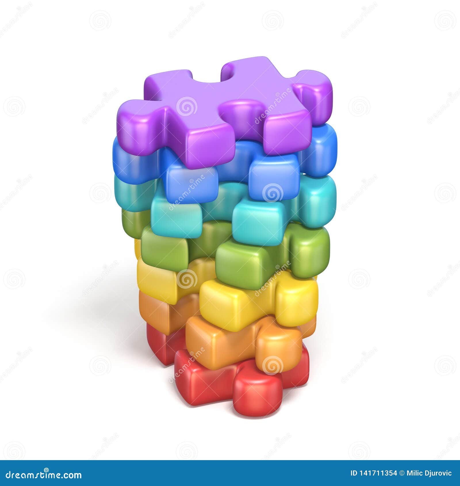 Rainbow Colored Puzzle Jigsaw Pieces 3D Stock Illustration ...