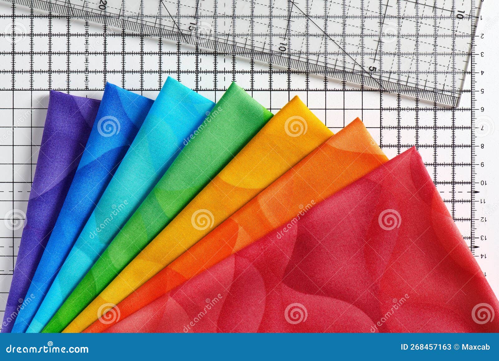 Rainbow Colored Quilting Fabrics Set, Cutting Mat and Quilting Ruler ...