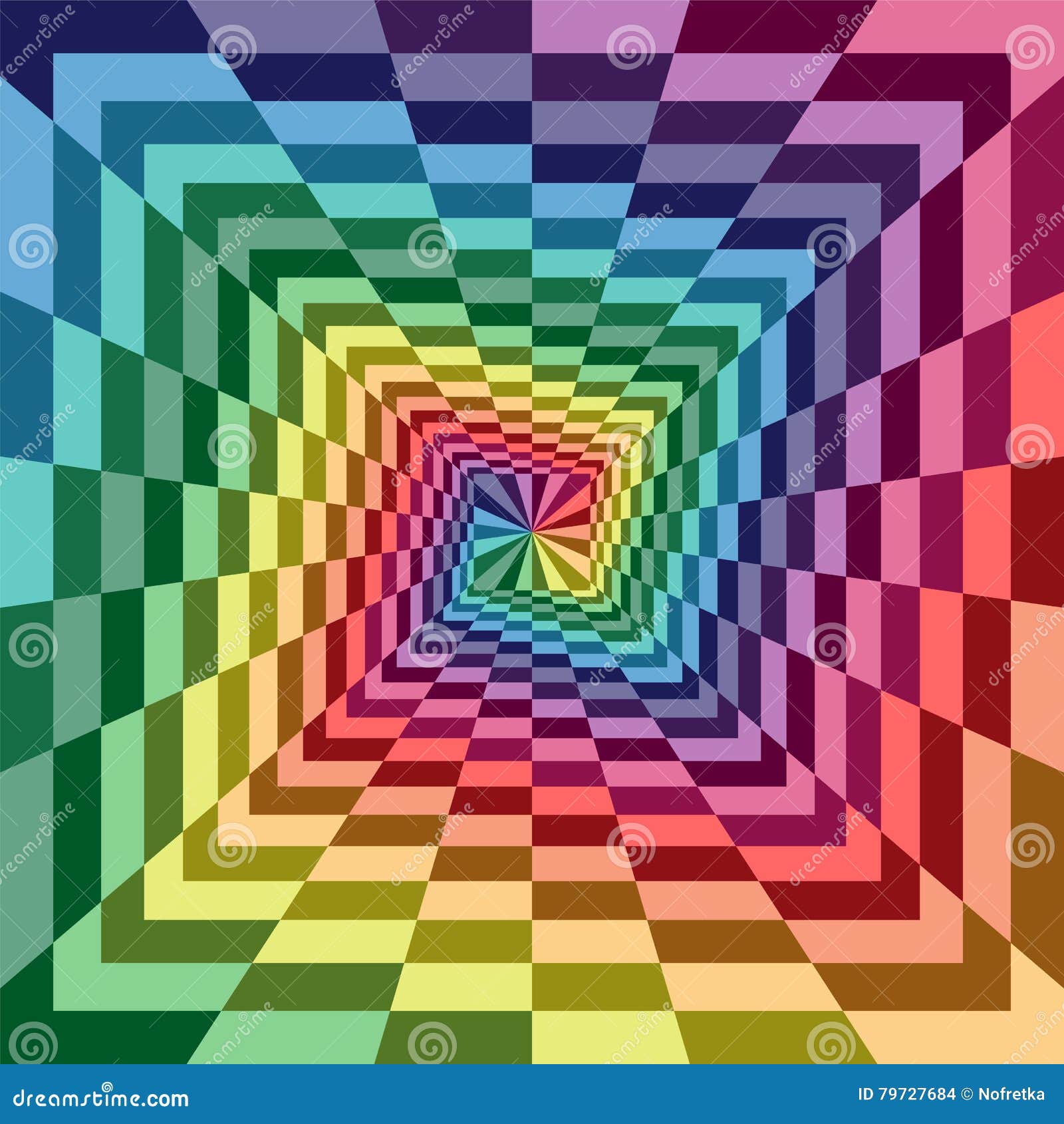 Rainbow Colored Rectangles Expanding from the Center. Optical Illusion ...