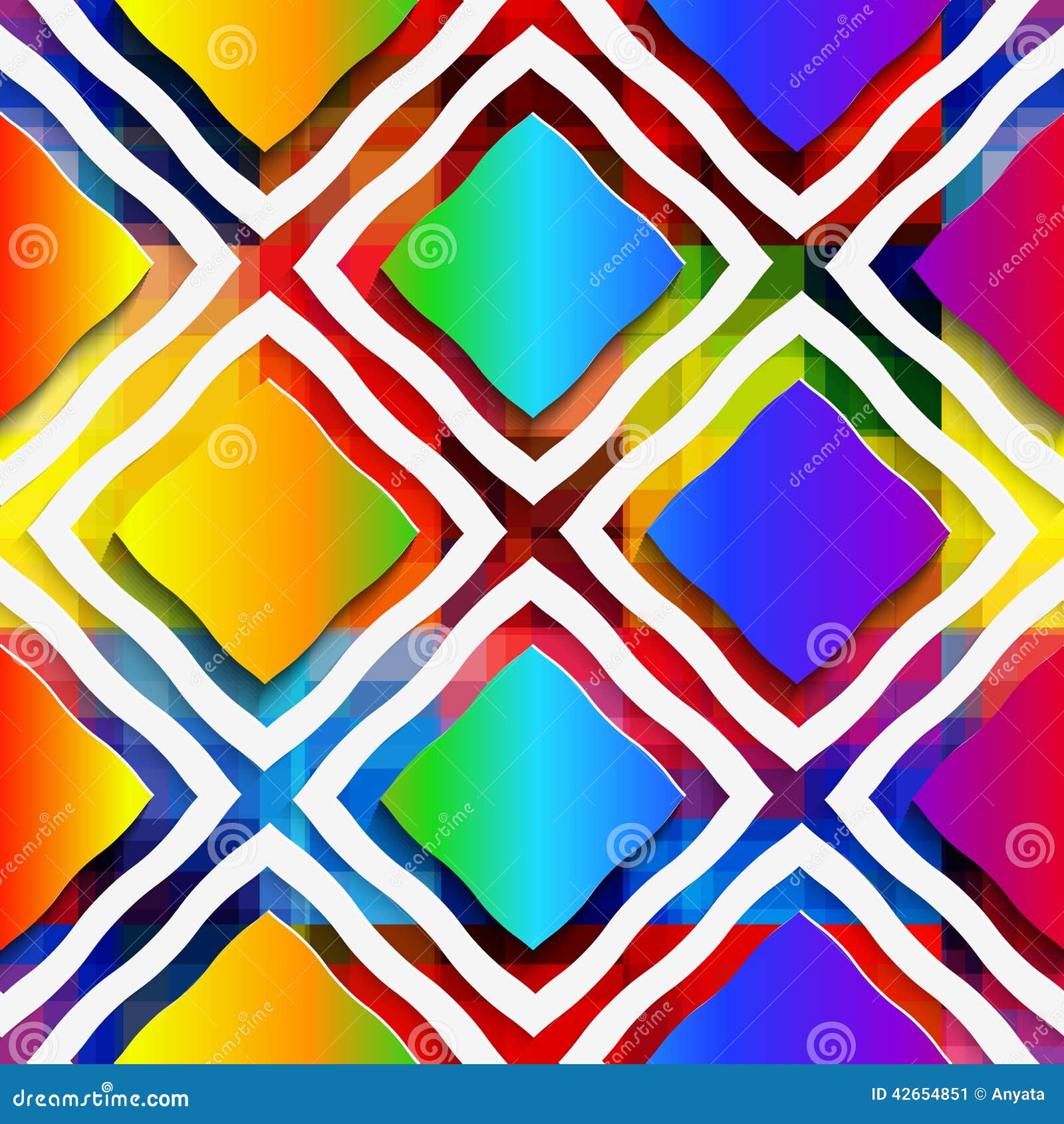Rainbow Colored Rectangles and Rim on Rainbow Seamless Pattern Stock ...