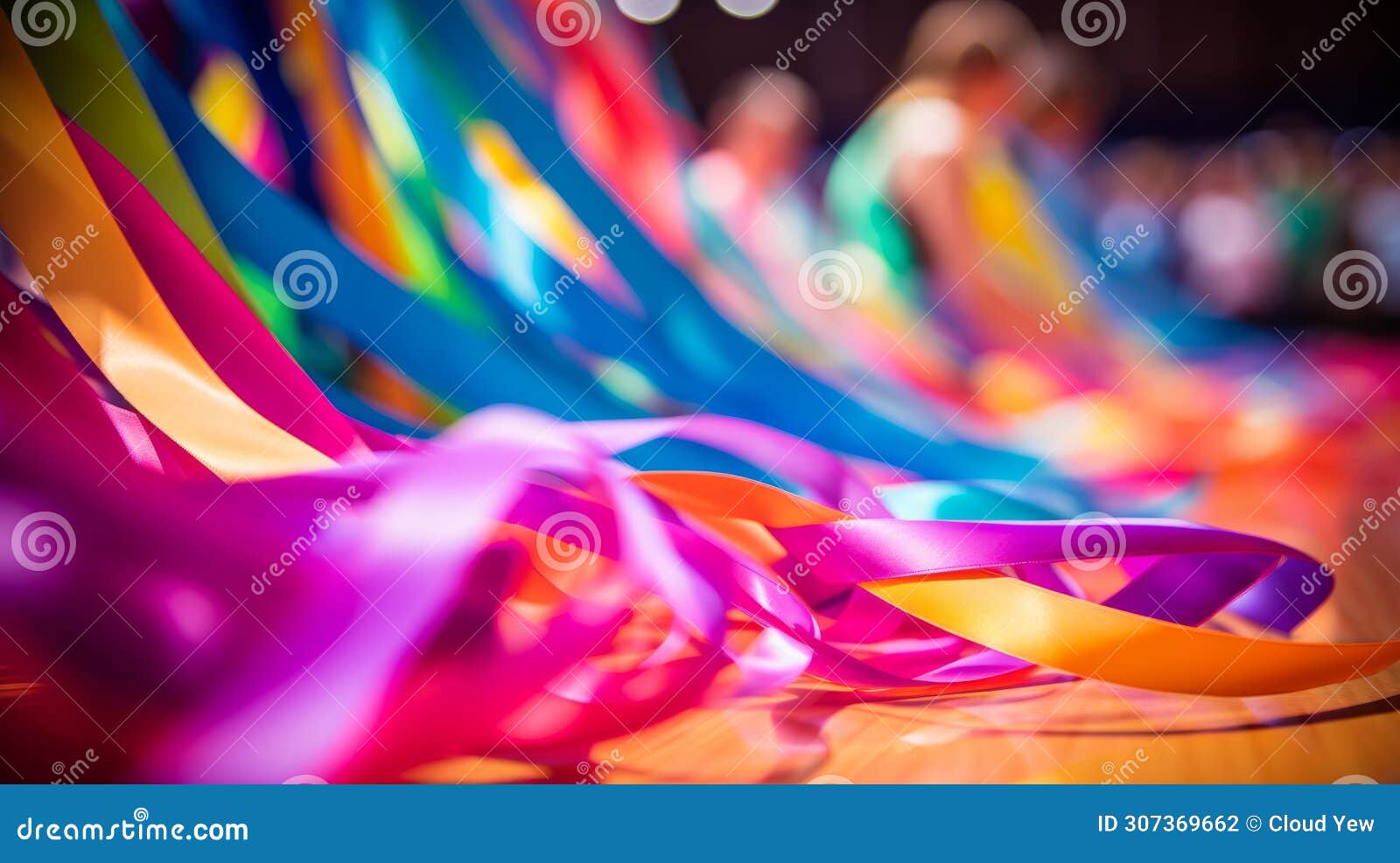 Rainbow-colored Ribbons at a Dance Performance Stock Illustration ...