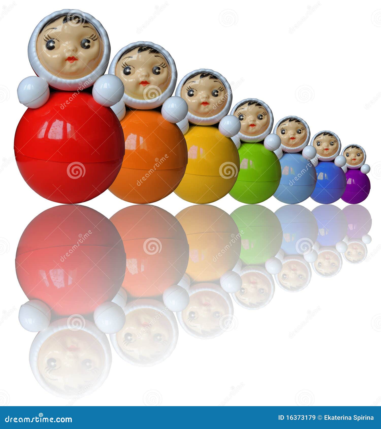 Rainbow Colored Roly-poly Toys with Reflection Stock Image - Image of ...