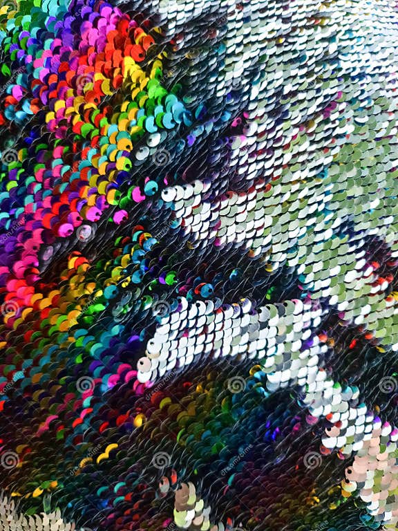 Rainbow Colored Sequins Forming Diagonal Stripes Creating Vibrant ...