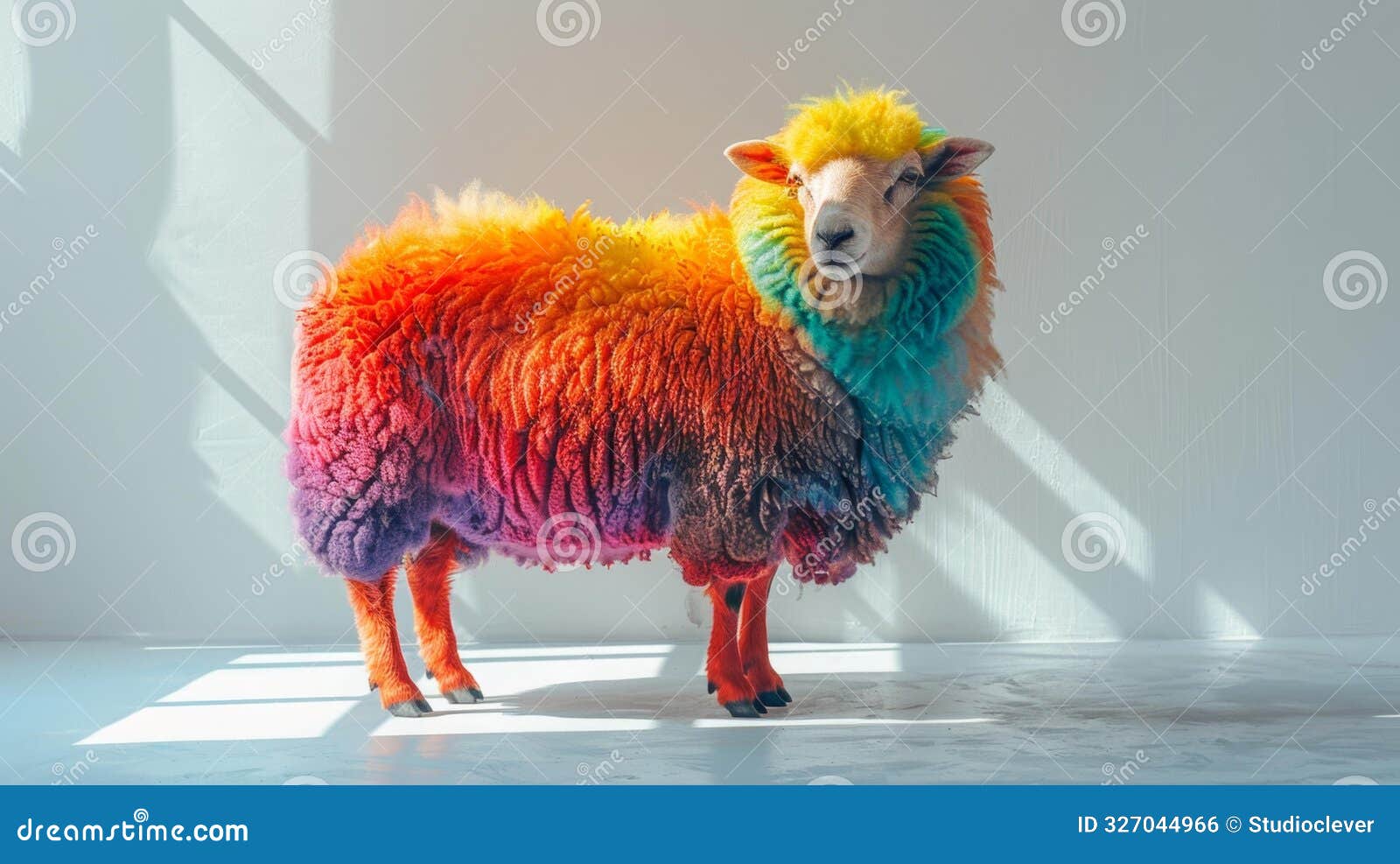Rainbow-colored Sheep in Bright Sunlight - Generative Ai Stock ...