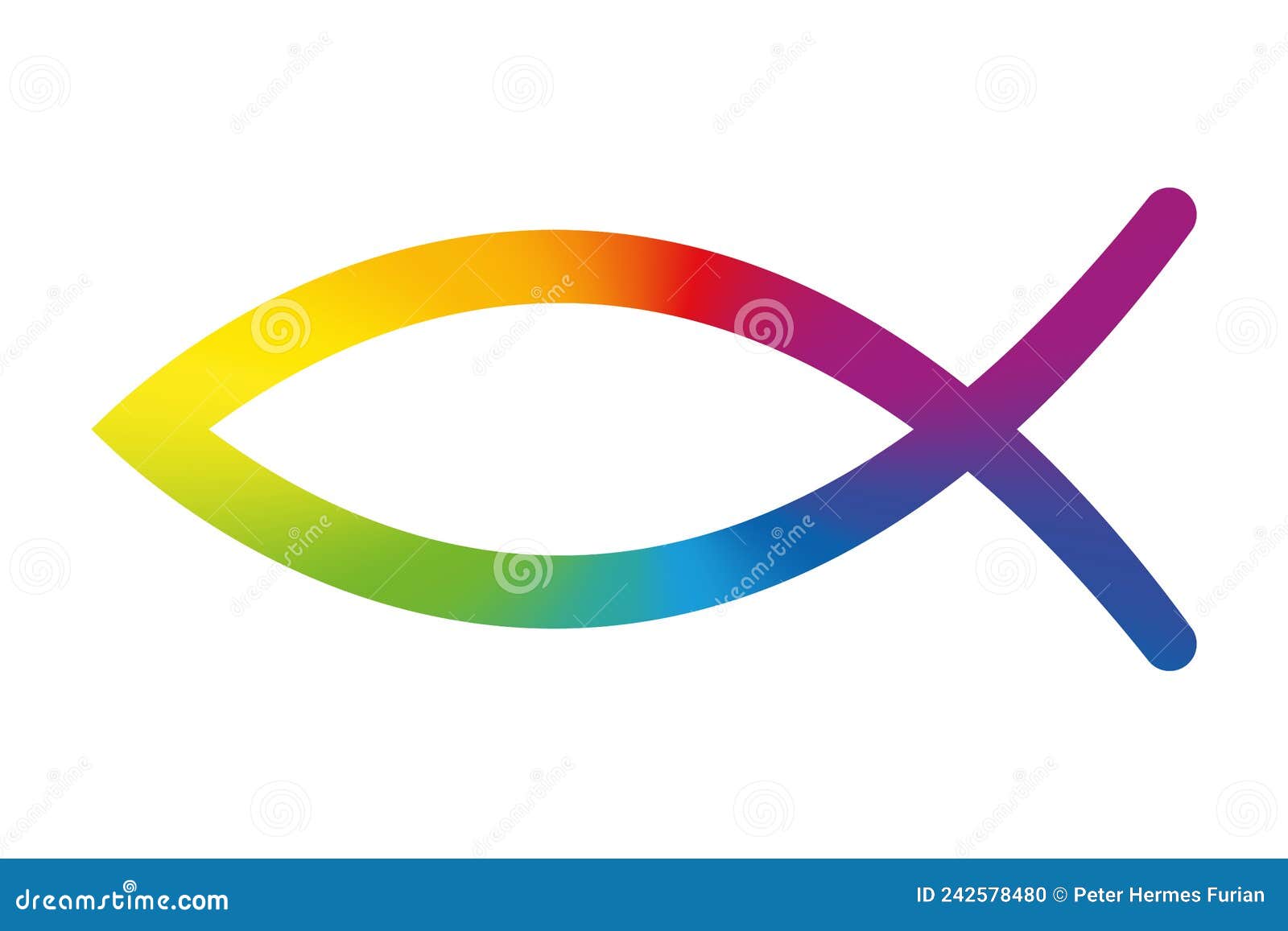 Rainbow Colored Sign of the Fish Symbol, Jesus Fish, Ichthys or Ichthus ...
