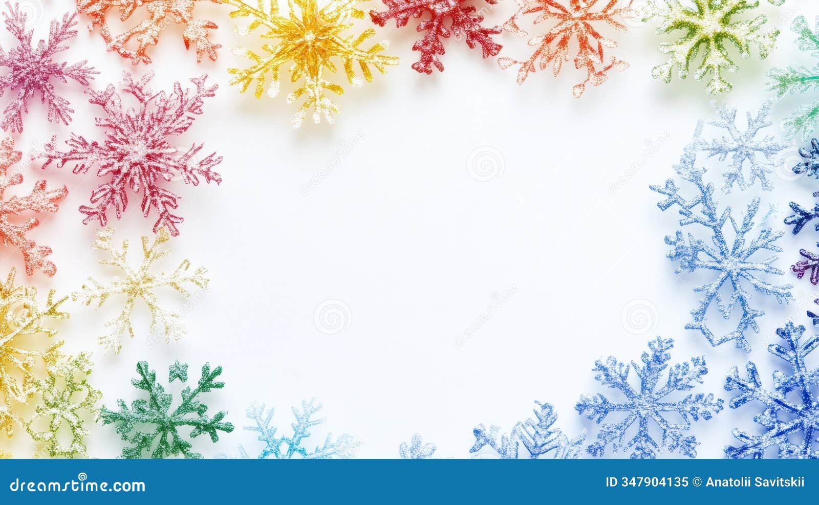 Rainbow Colored Snowflakes with Detailed Patterns Form a Decorative ...