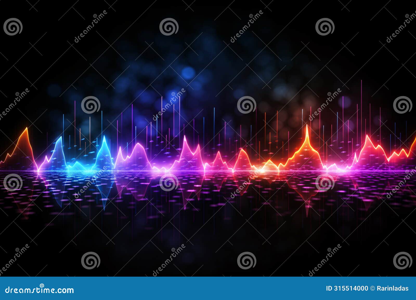 A Rainbow Colored Sound Wave Visualization on a Black Background Stock ...