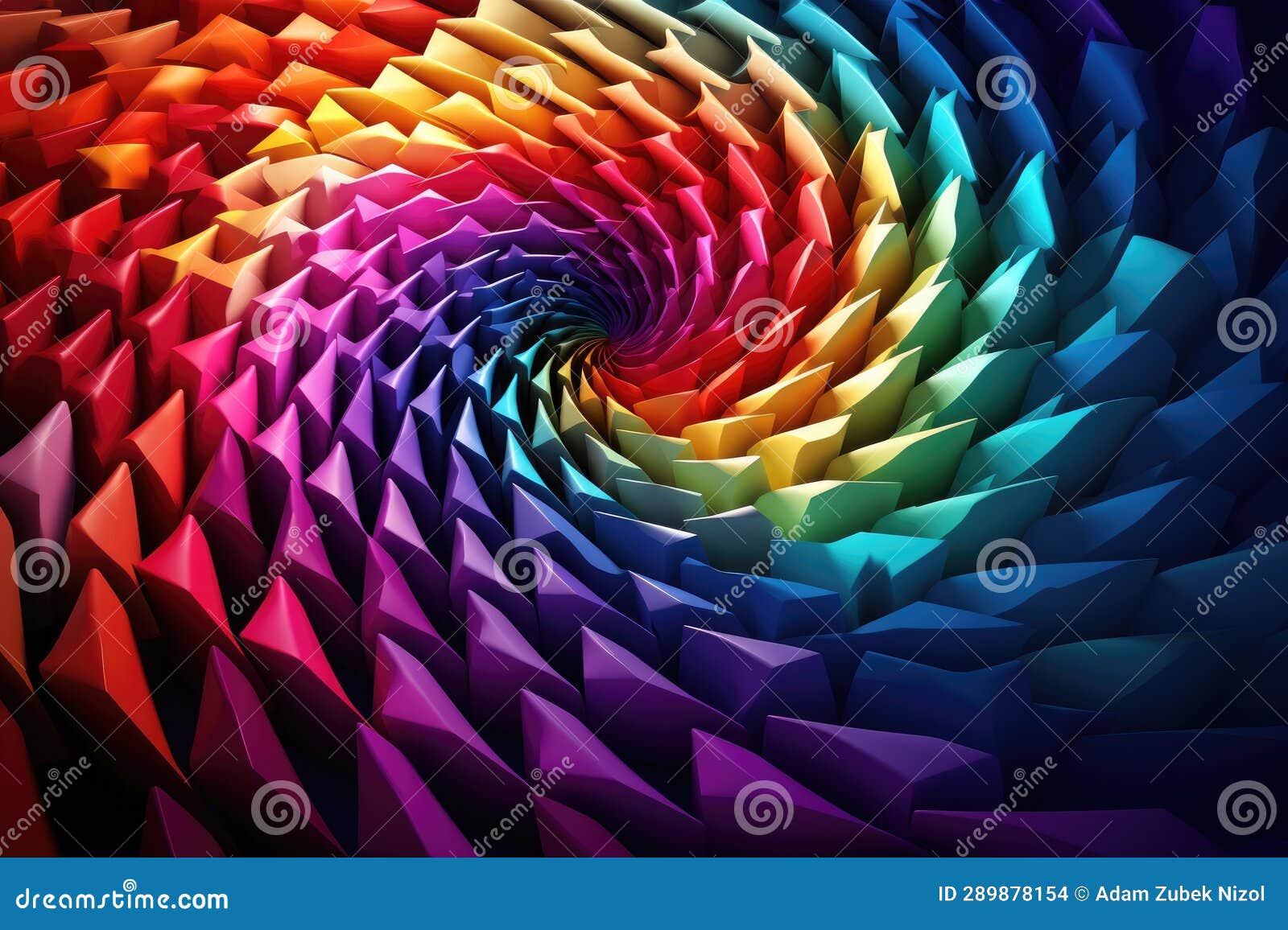 A Rainbow Colored Spiral of Triangles Stock Illustration - Illustration ...