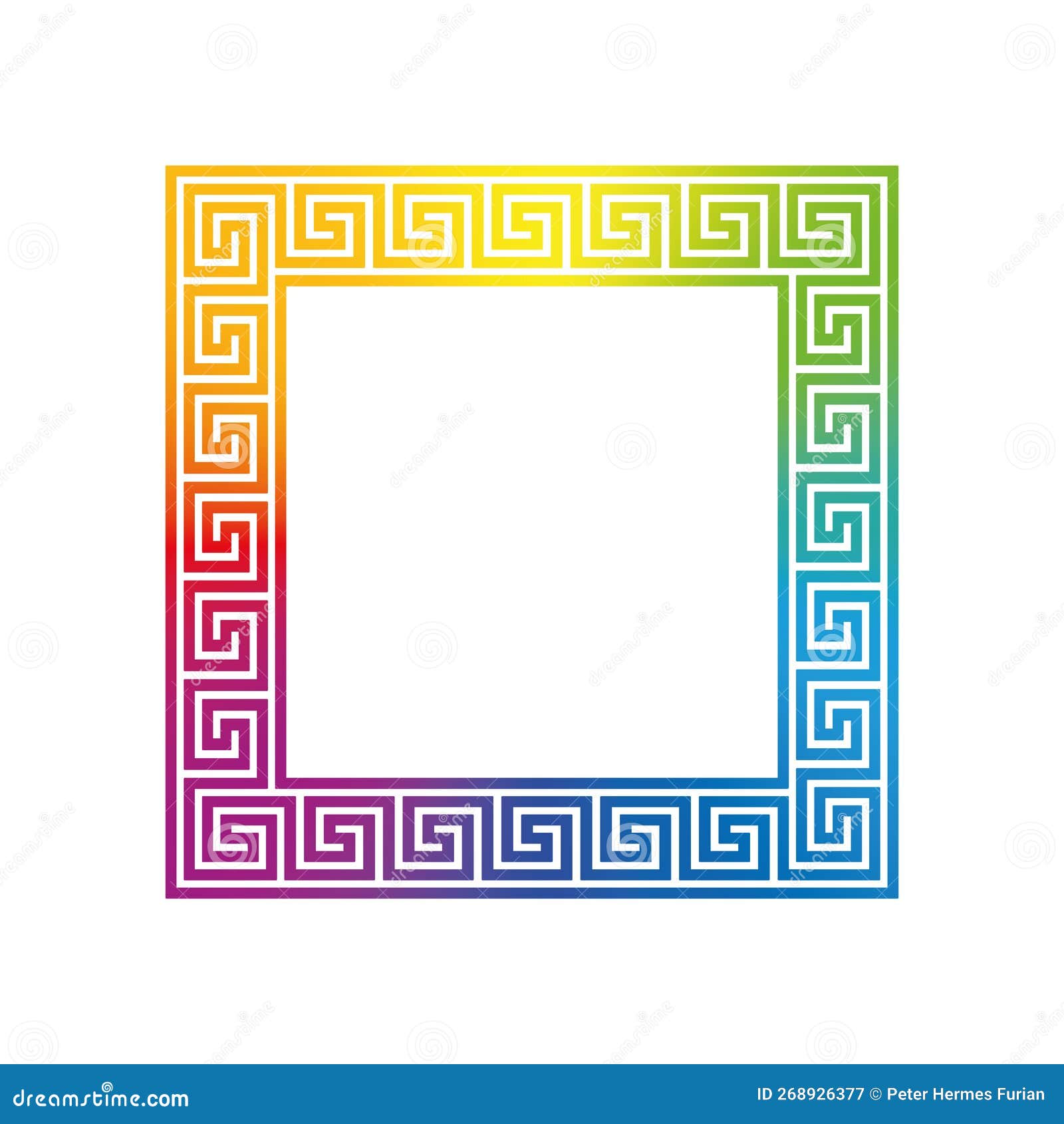 Rainbow Colored Square with Seamless Meander Design Stock Vector ...