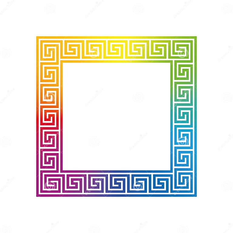 Rainbow Colored Square with Seamless Meander Design Stock Vector ...