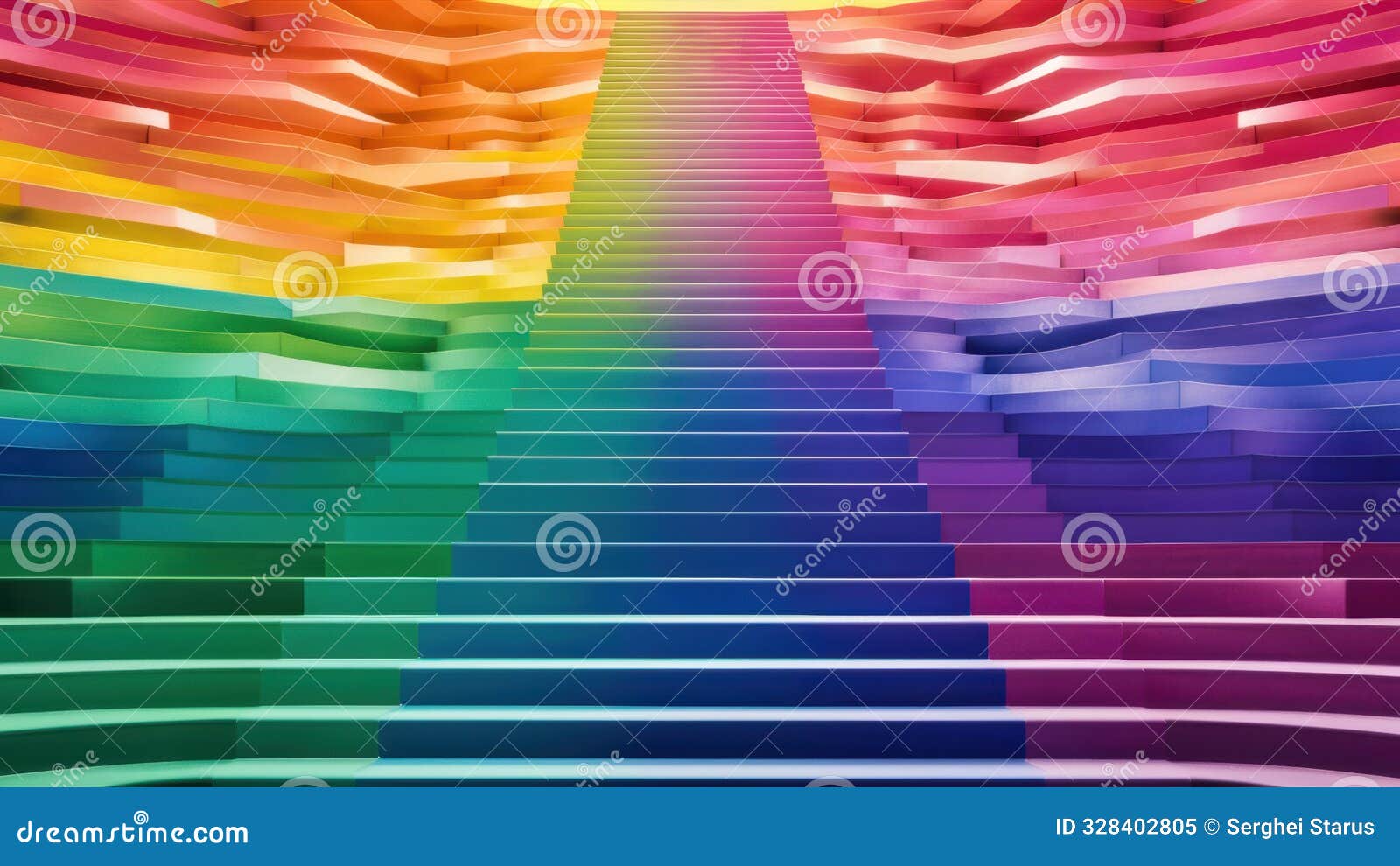 A Rainbow Colored Staircase with a Bunch of Steps in it, AI Stock Image ...