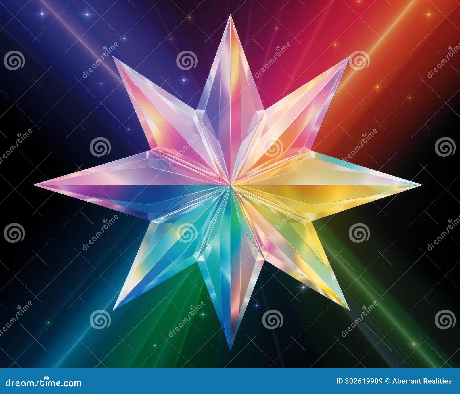 A Rainbow Colored Star on a Black Background Stock Illustration ...