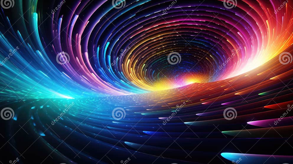A Rainbow Colored Swirls of Light Stock Illustration - Illustration of ...