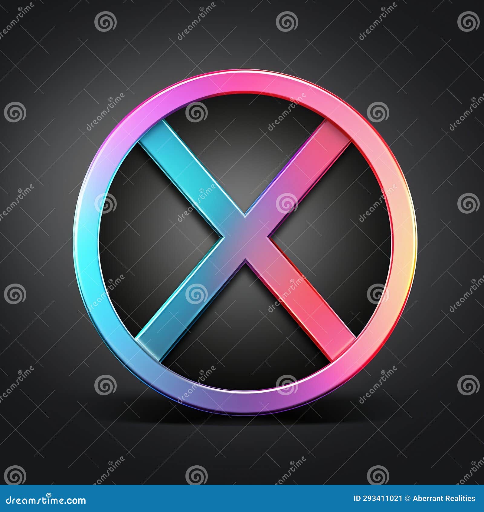 A Rainbow Colored X Symbol on a Black Background Stock Illustration ...