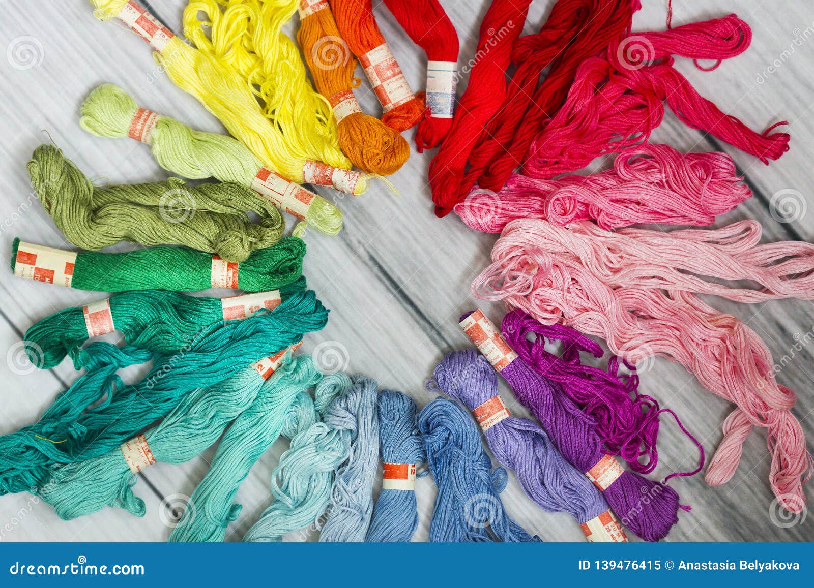 Rainbow Colored Threads for Embroidery Stock Image - Image of moulinet ...