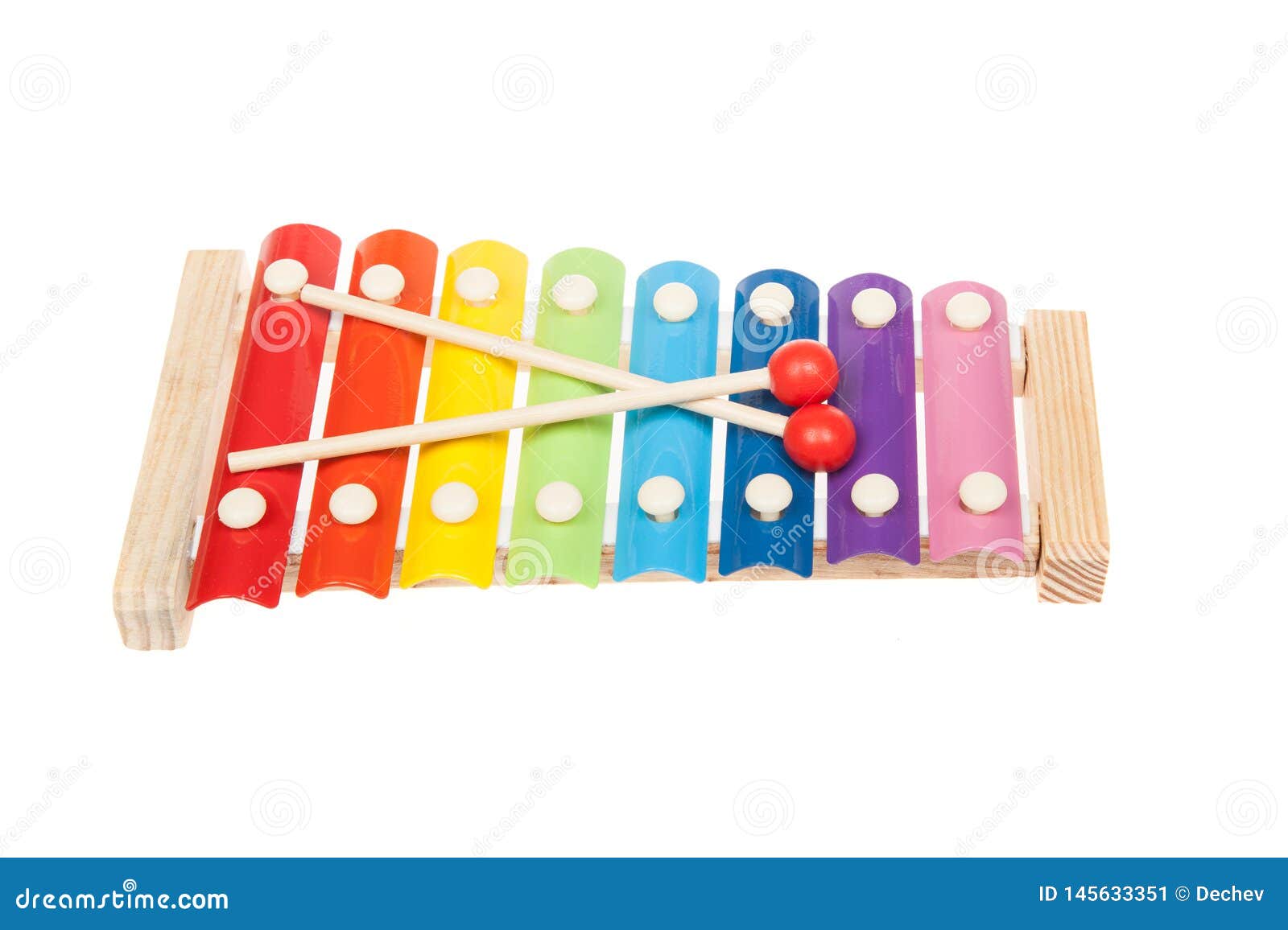 Rainbow Colored Toy Xylophone, Isolated on White Stock Image - Image of ...