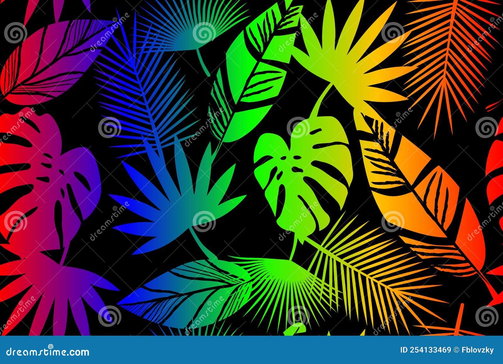 Rainbow Colored Tropical Plant Leaf Ornament Stock Illustration ...