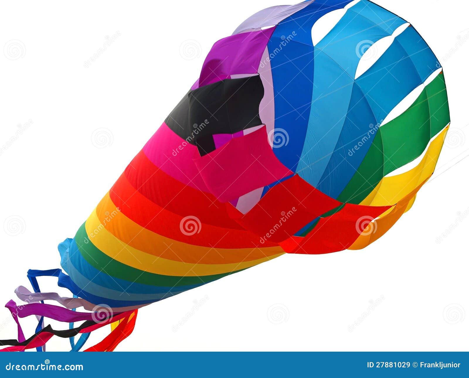 Rainbow Colored Tube Kite Flying Stock Image - Image of line, orange ...