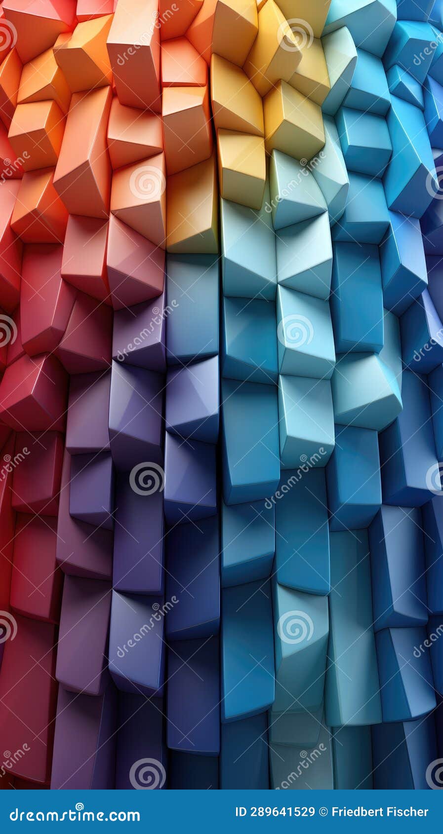 A Rainbow Colored Wall Made of Paper Blocks. Stock Illustration ...
