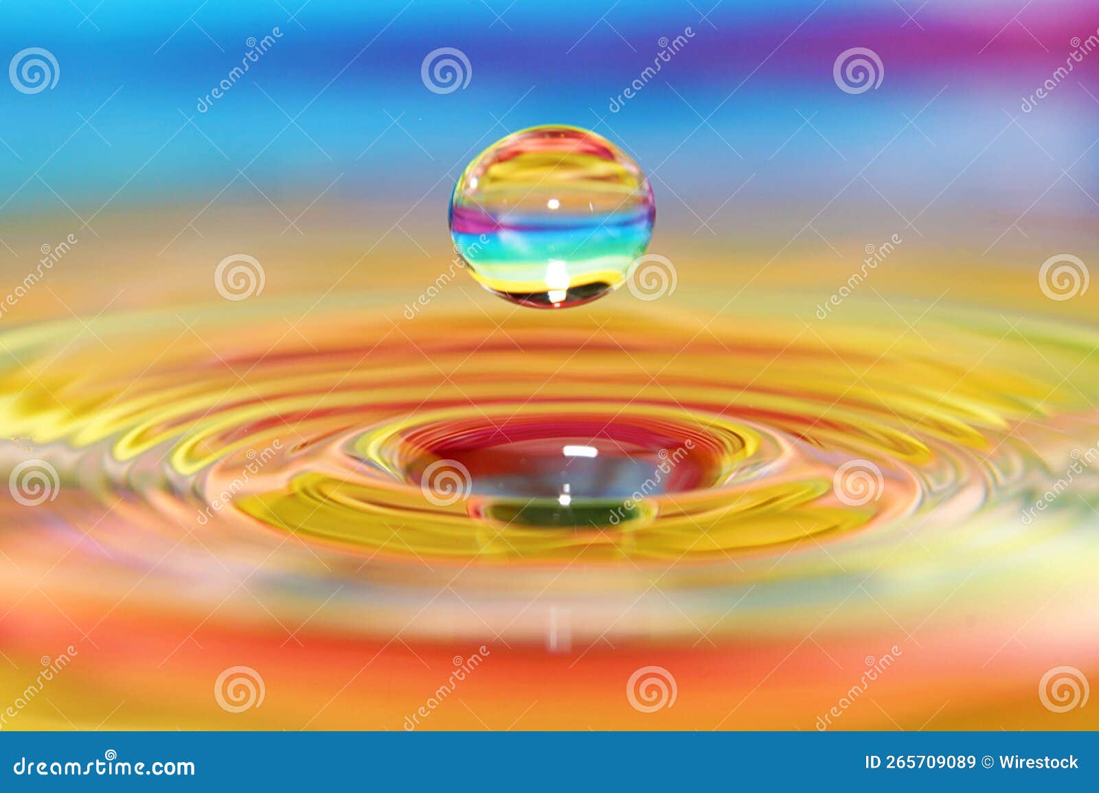 Rainbow Colored Waterdrop with Round in Water Stock Image - Image of ...