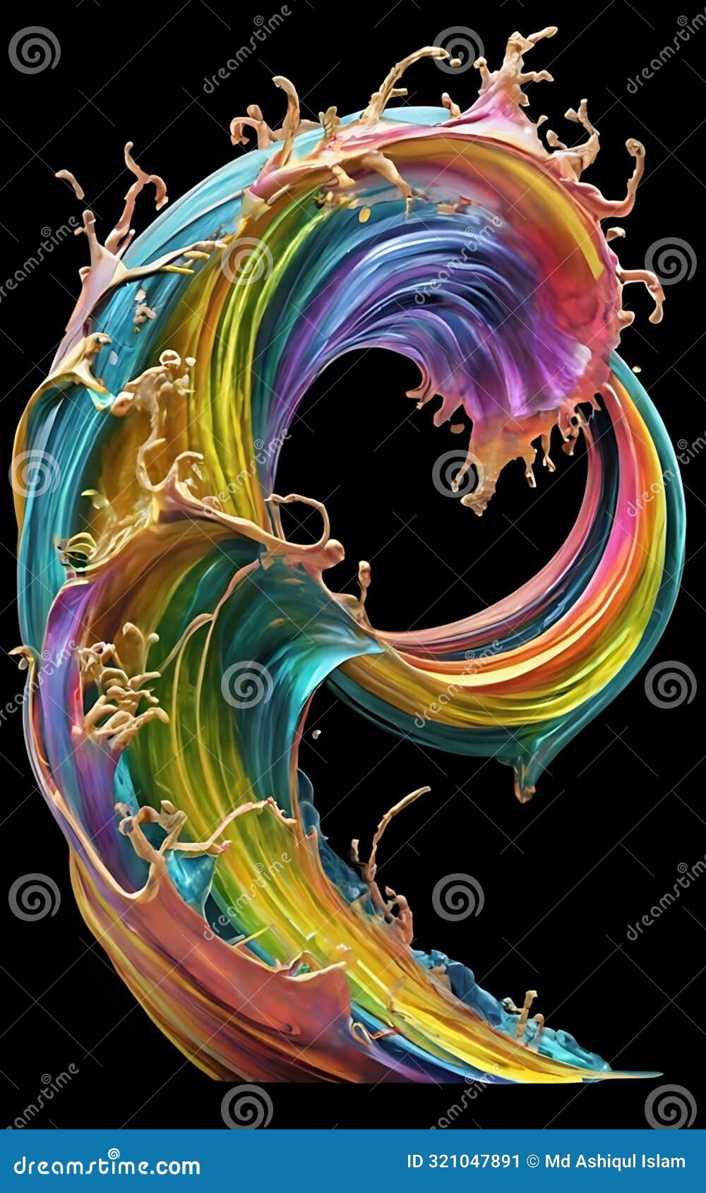 A Rainbow Colored Wave is Painted with Different Colors Stock ...