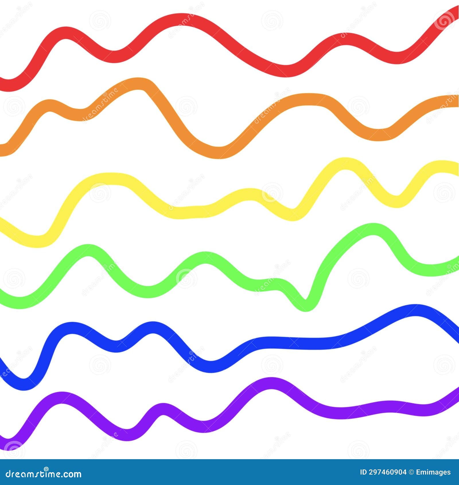 Rainbow-colored Wavy Lines on White Background Stock Illustration ...