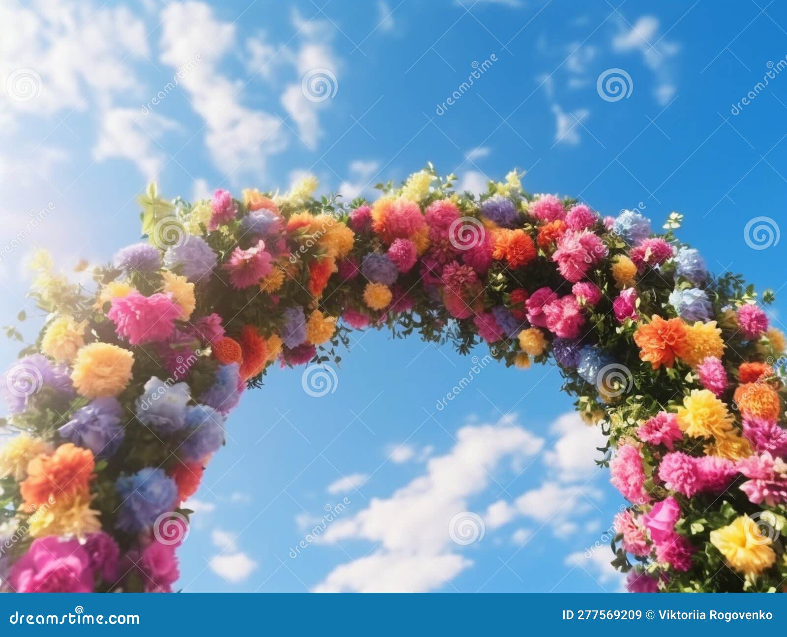 Rainbow-colored Wedding Arch Decorated with Flowers. LGBT Concept Stock ...