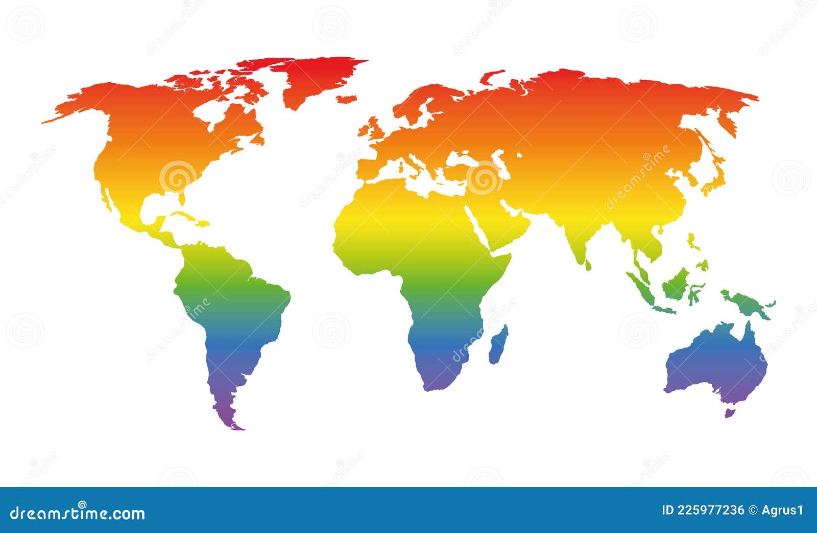 Rainbow Colored World Map on Transparent Background Stock Illustration ...