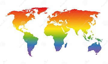 Rainbow Colored World Map on Transparent Background Stock Illustration ...