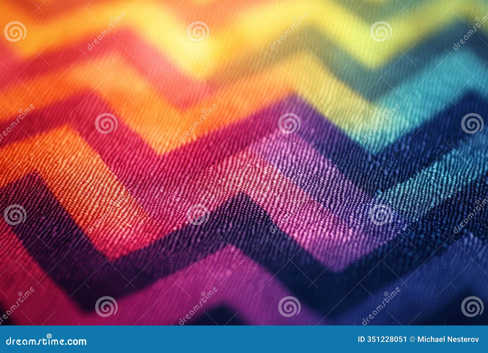 Rainbow Colored Zigzag Pattern Creating a Vibrant Design on Woven ...