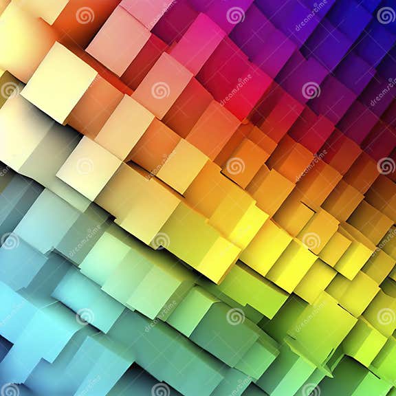 Rainbow of Colorful Blocks Abstract Background Stock Illustration ...