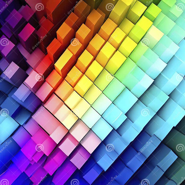 Rainbow of Colorful Blocks Abstract Background Stock Illustration ...