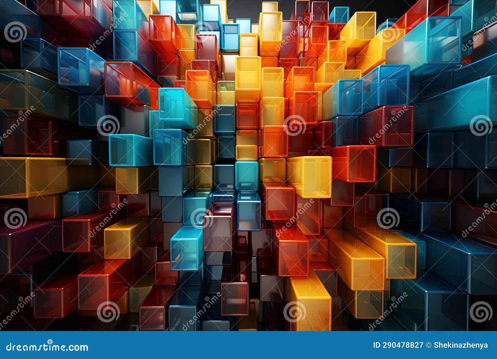 Rainbow of Colorful Blocks Abstract Background - 3d Render Stock ...