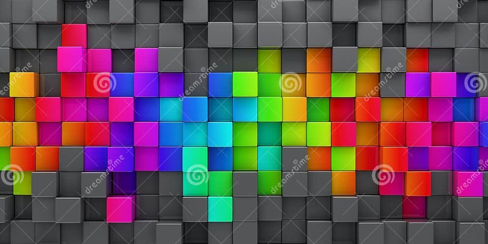 Rainbow of Colorful Blocks Abstract Background Stock Illustration ...