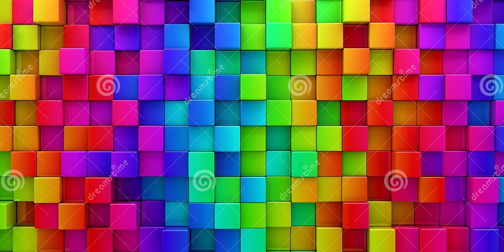 Rainbow of Colorful Blocks Abstract Background Stock Illustration ...